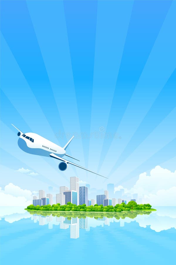 City Landscape with Trees and Road Stock Vector - Illustration of ...