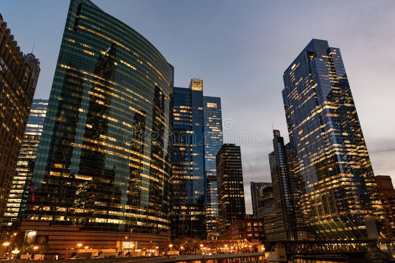 Business City. Night Cityscape of Chicago Skyscraper Building. Chicago ... Business City. Night Cityscape of Chicago Skyscraper Building. Chicago ...