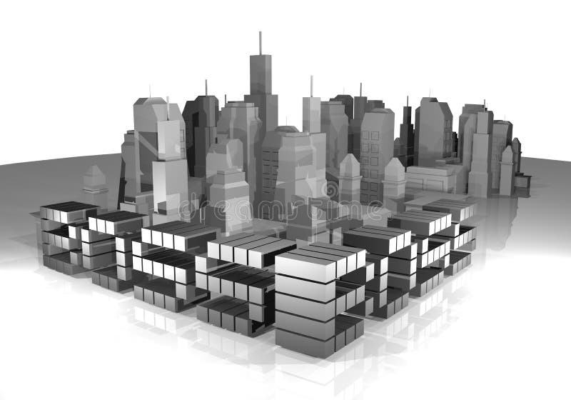 Business city render stock illustration. Illustration of blue - 41881697