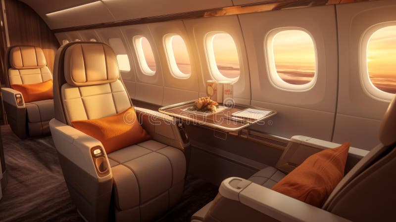 Business Class in a Airplane. Generative AI. Stock Photo - Image of ...