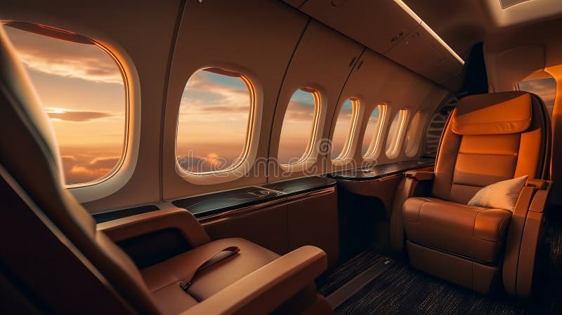 Business Class in a Airplane. Generative AI. Stock Image - Image of ...