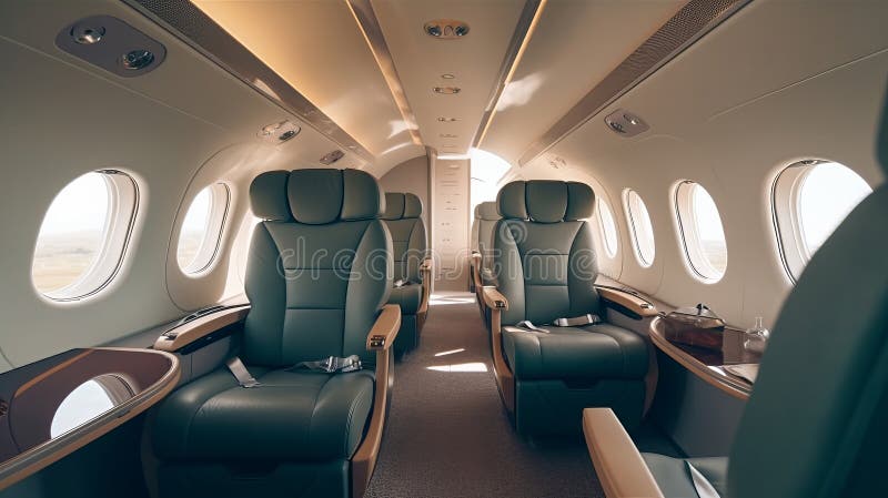 Business Class in a Airplane. Generative AI. Stock Image - Image of ...
