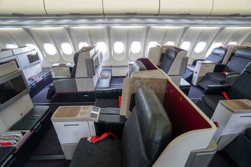 Business Class Passenger Section Stock Image - Image of aircraft ...