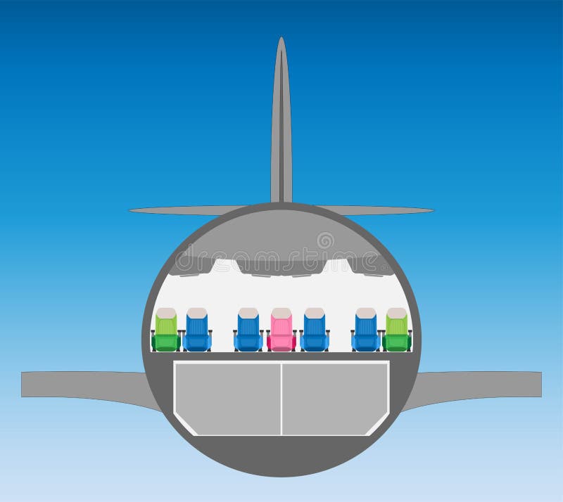 Business Class Seat of Wide Body Airplane Cross Section Stock Vector ...