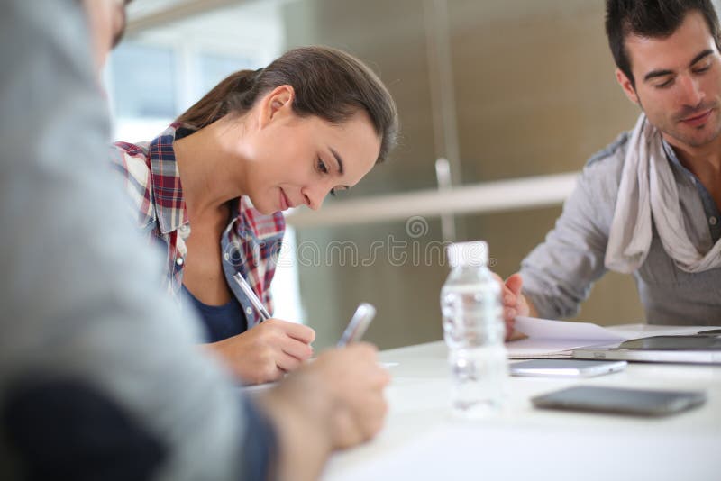 Business Class Students Working Together Stock Image - Image of group ...