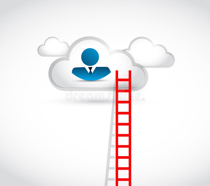 Cloud with Ladder Icon on White Background Stock Illustration - Illustration of growth, dream ...