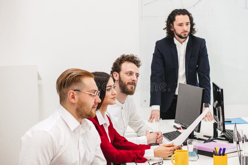 Business Co-workers in Office Stock Photo - Image of call, brainstorm ...