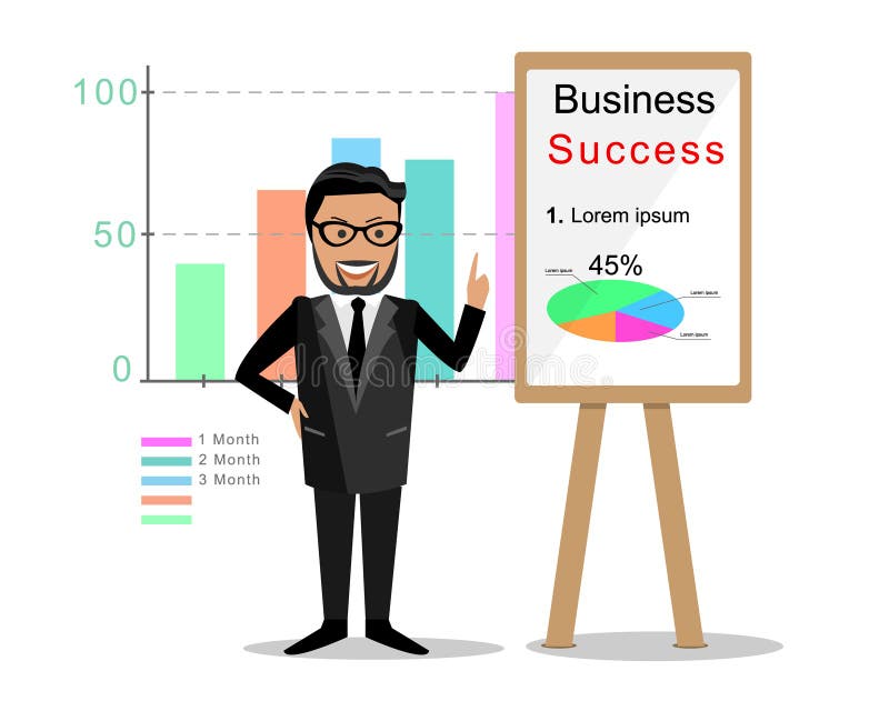 Business coach with board stock vector. Illustration of diagram - 66633460