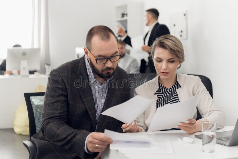 The Business Coach Instructs Trainees in a Spacious Office. Training of ...