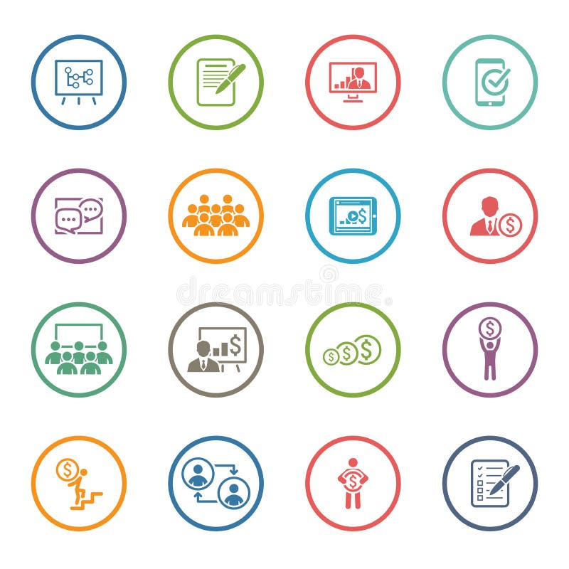 Business Coaching Icon Set. Online Learning. Flat Design Stock Vector ...