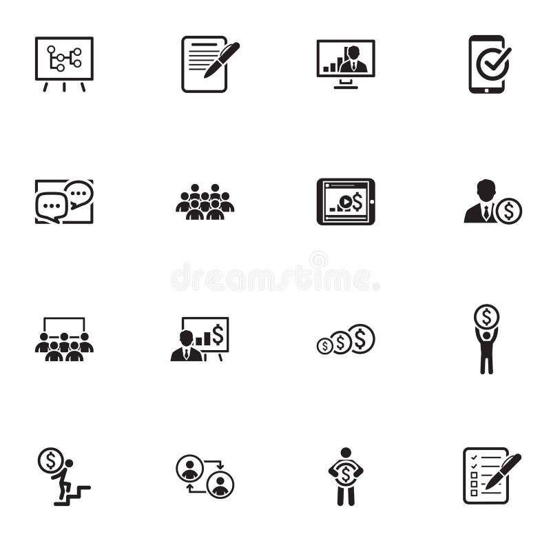 Business Coaching Icon Set. Online Learning. Flat Design Stock Vector ...
