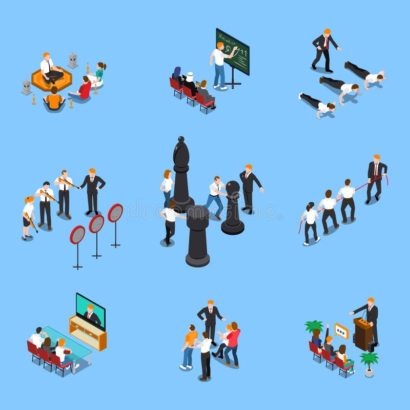 Business Coaching Icons Set Stock Vector - Illustration of discussion ...