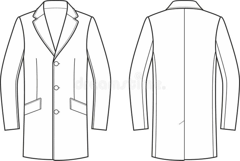 Business Coat Flat Sketch. Classic Overcoat Apparel Design. Front and ... Business Coat Flat Sketch. Classic Overcoat Apparel Design. Front and ...