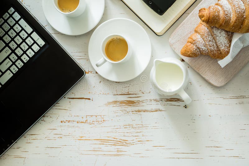 Business Coffee Break Concept Stock Image - Image of tablet, paperwork ...