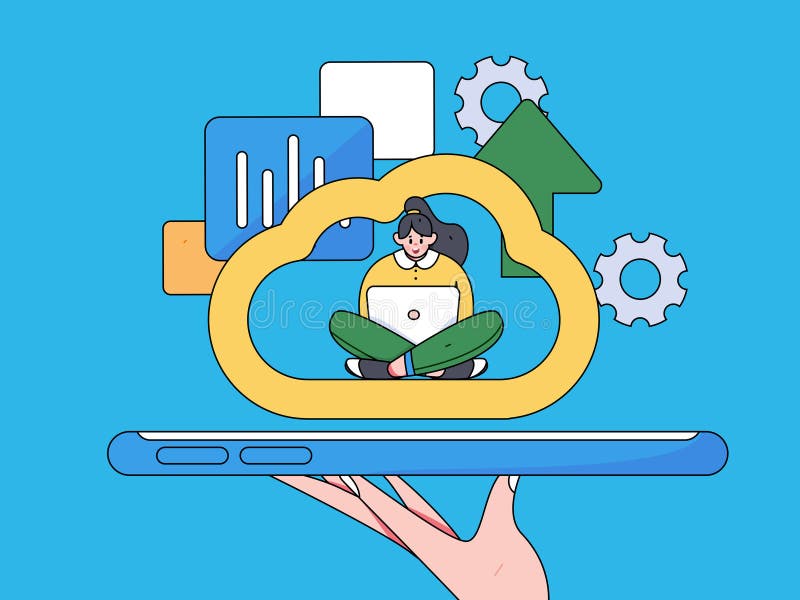 Business Collaboration Cloud Computing Flat Vector Concept Operation ...