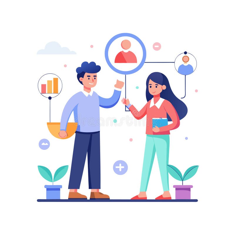 Business Collaboration: Two Colleagues Discussing Data Insights with ...