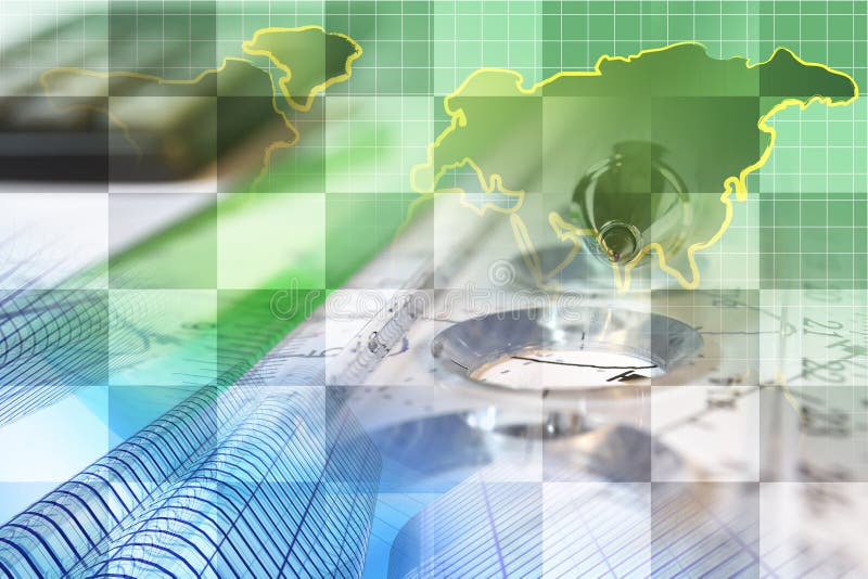 Map, graph and buildings stock image. Image of data - 158216487