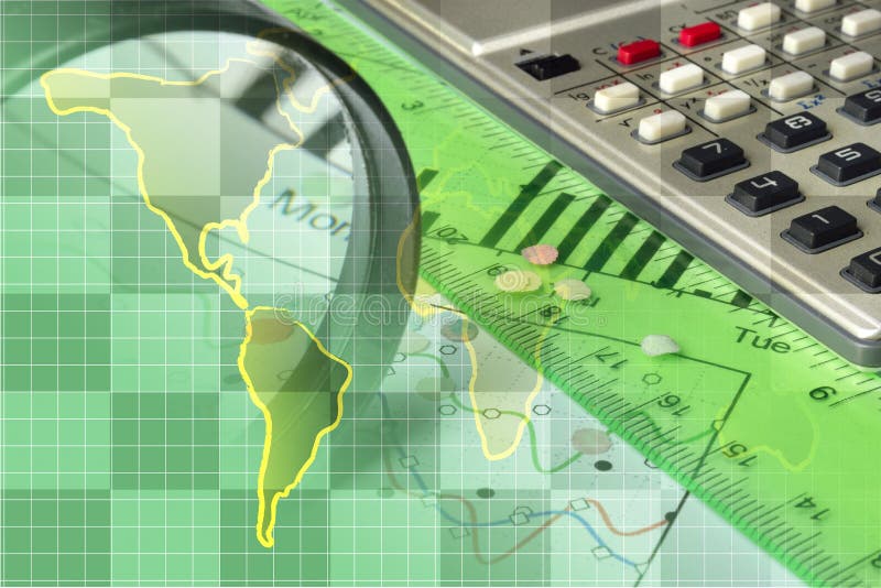 Map, graph and calculator stock photo. Image of analysis - 151579302