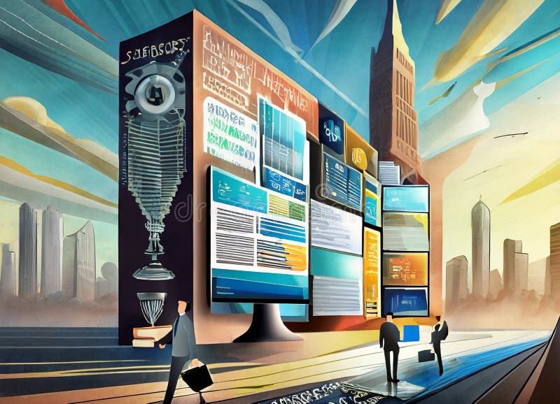 Business Collage with Text and Web Pages Stock Illustration ...