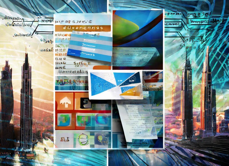Business Collage with Text and Web Pages Stock Illustration ...