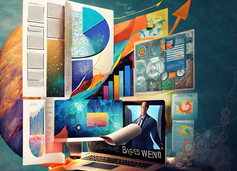 Business Collage with Text and Web Pages Stock Illustration ...