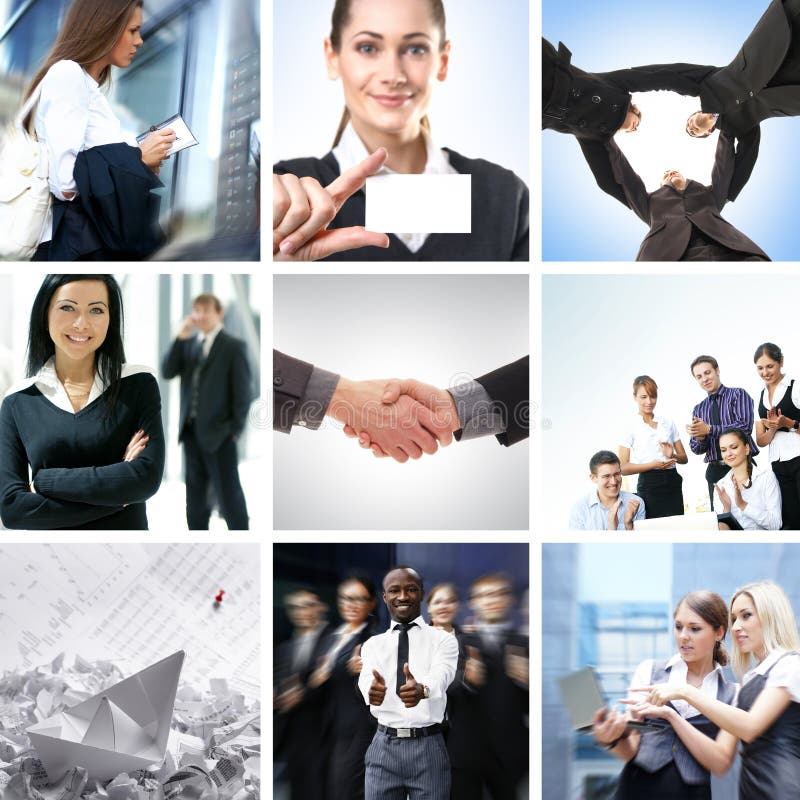 A Business Collage with Young People Shaking Hands Stock Image - Image ...