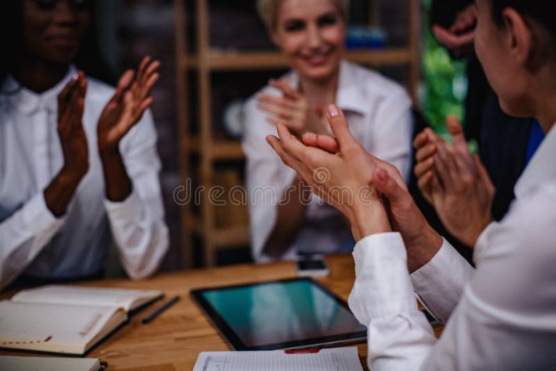 Business Colleagues Celebrate the Successful Project. Stock Photo ...