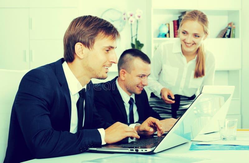 Business Colleagues Chatting about Work Task Stock Photo - Image of ...