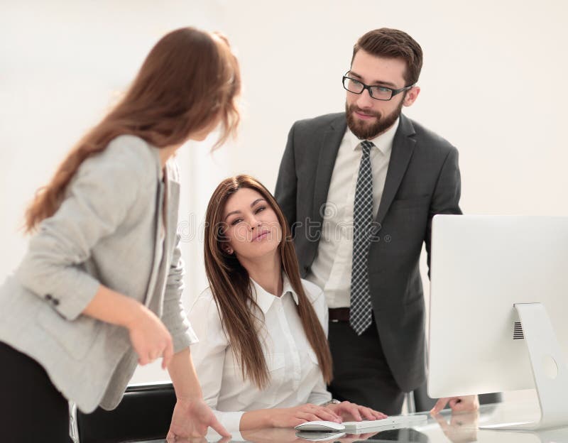 Business Colleagues Discussing Current Tasks. Stock Photo - Image of ...