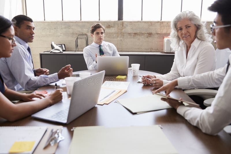 Business Colleagues in Discussion at a Meeting Stock Photo - Image of ...