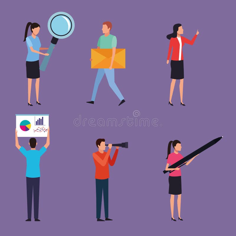 Business Colleagues Doing Presentation Cartoon Set Stock Vector ...