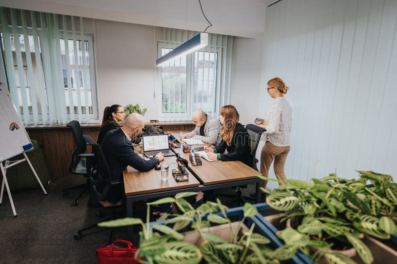 Professional Meeting of Business Colleagues Collaborating in a Modern ...