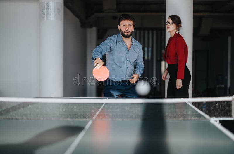 Multicultural Business Workers Enjoying a Ping Pong Game during Break ...