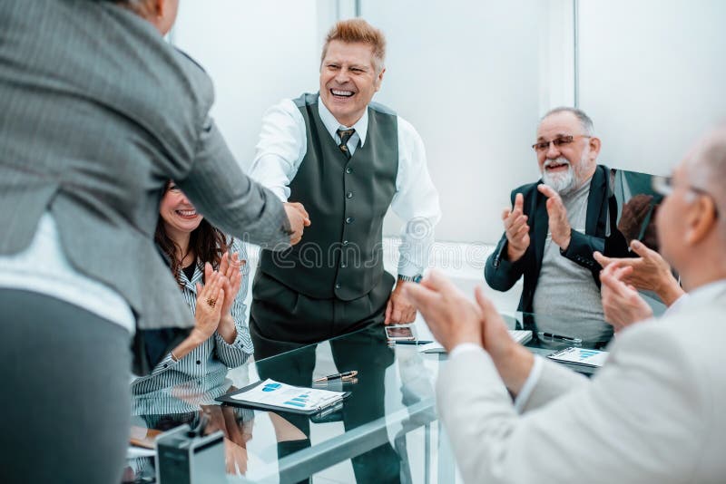 Business Colleagues Meeting Each Other at a Work Meeting Stock Image ...