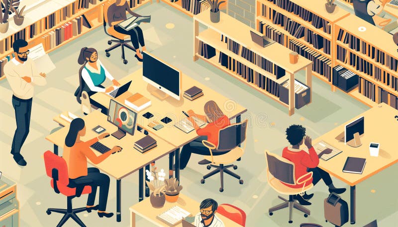 Business Colleagues Working at a Busy Open Plan Office Stock Photo - Image of smiling, office ...