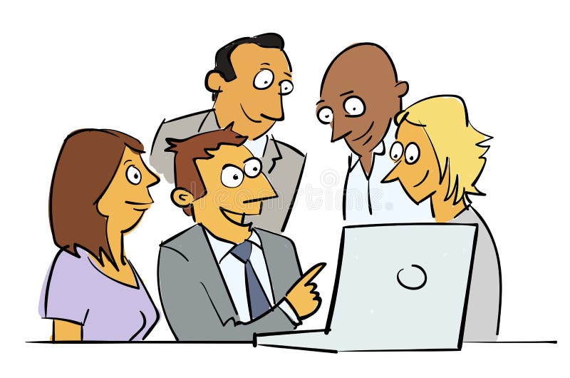 Business Colleagues Working on a Laptop Stock Vector - Illustration of ...