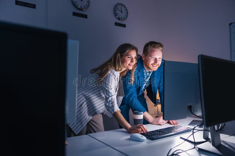 Business Colleagues Working Together in an Office Stock Image - Image ...