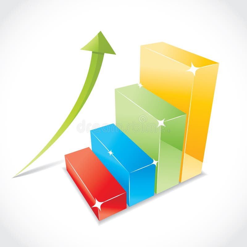 Business graph with arrow stock illustration. Illustration of ...