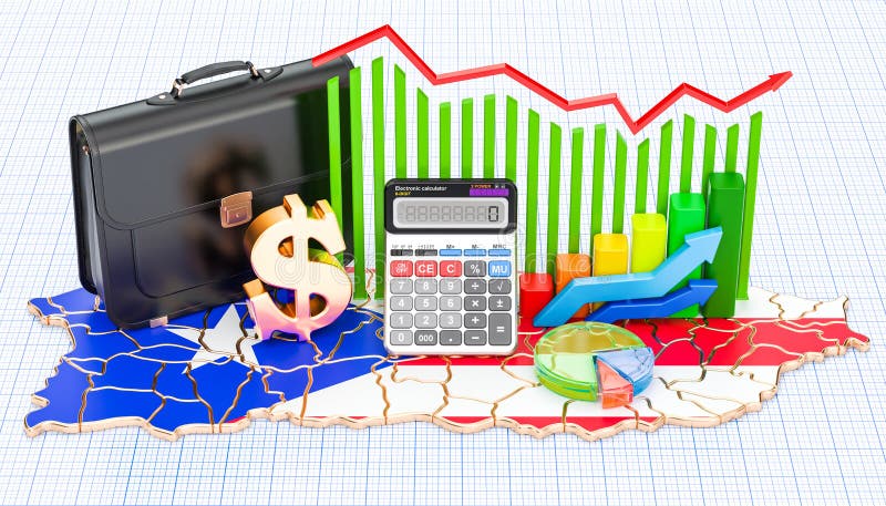 Business, Commerce and Finance in Puerto Rico Concept, 3D Render Stock ...