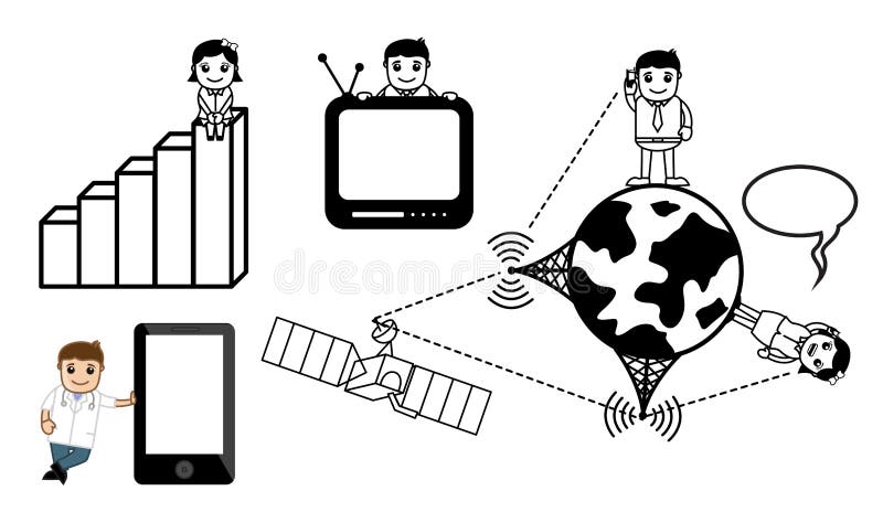Business Communication Cartoon Set Stock Vector - Illustration of ...