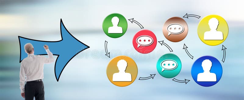 Business Communication Concept Drawn by a Man Stock Illustration ...