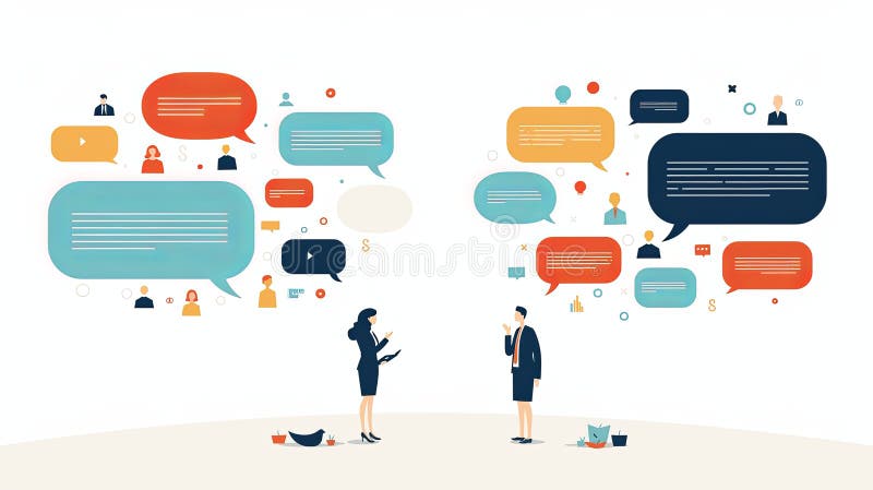 Business Communication Concept with Two People Exchanging Ideas Stock ...