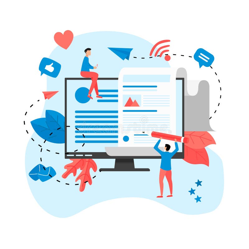 Business, Communication, Internet Blogging Post. Flat Design Vector ...