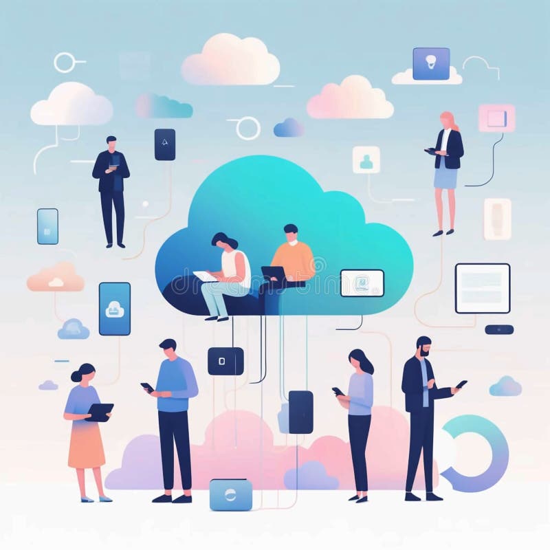 Business Communication Network with Connected Team Stock Illustration ...