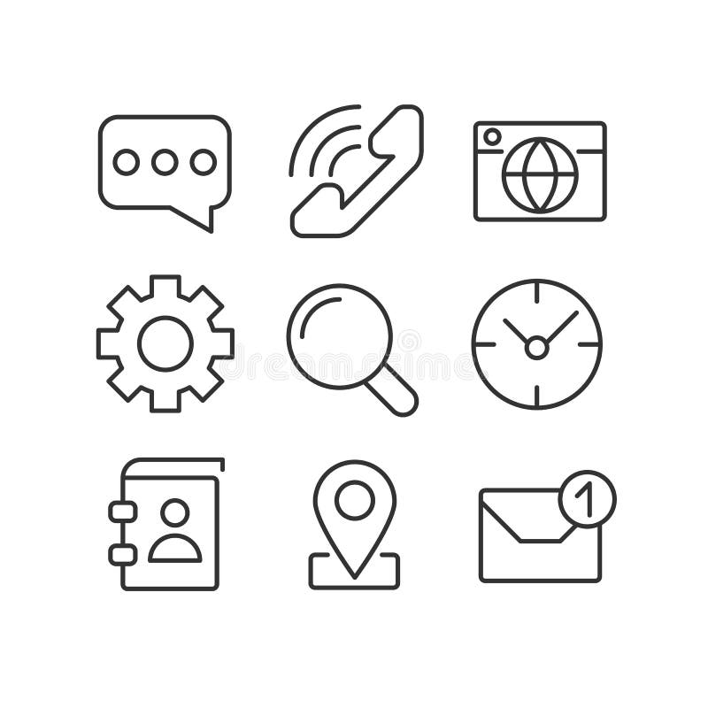 Business Communication Pixel Perfect Linear Icons Set Stock Vector ...