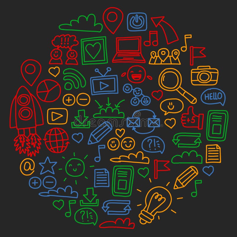 Business and Communication. Social Media Vector Illustration. Stock ...