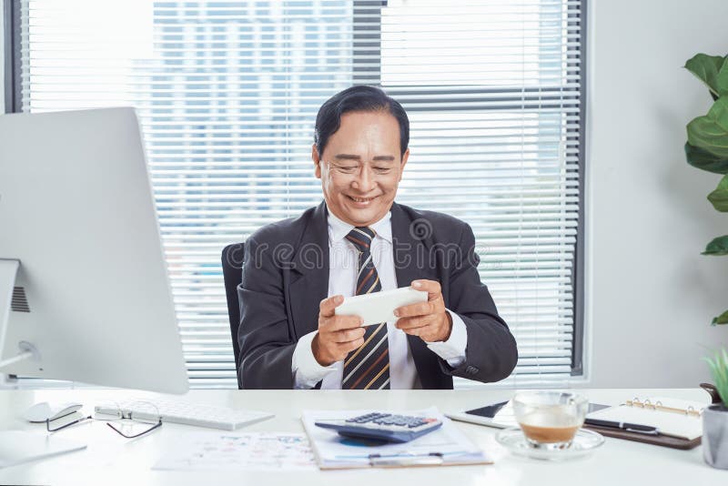 Business, Communication and Technology Concept - Businessman Using ...