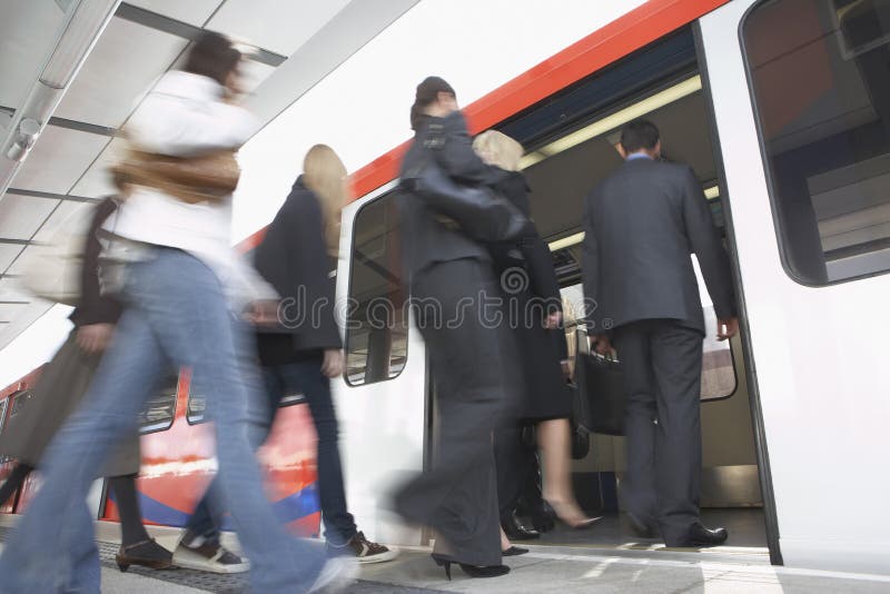 Business Commuters Getting Off Train Stock Image - Image of rushhour ...