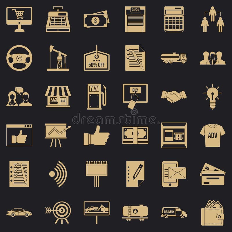 Business Company Icons Set, Simple Style Stock Vector - Illustration of ...