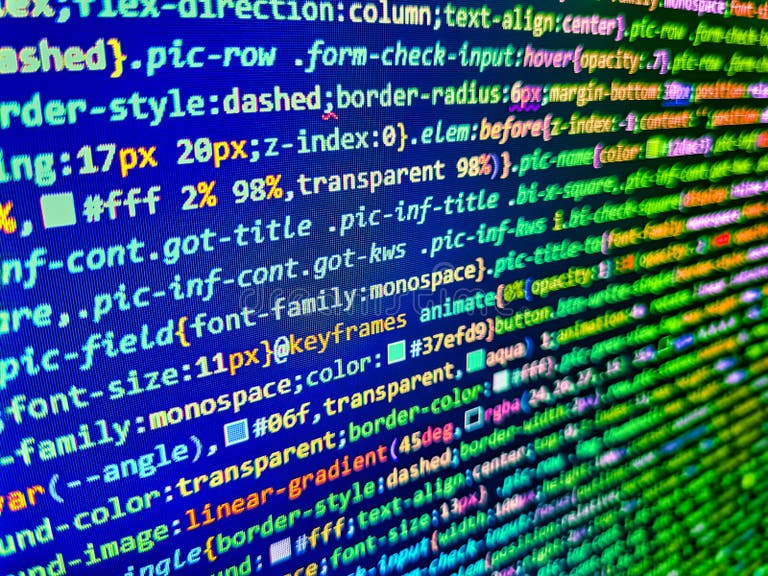 It Business Company. Programming Code on Computer Screen. Tech Source ...